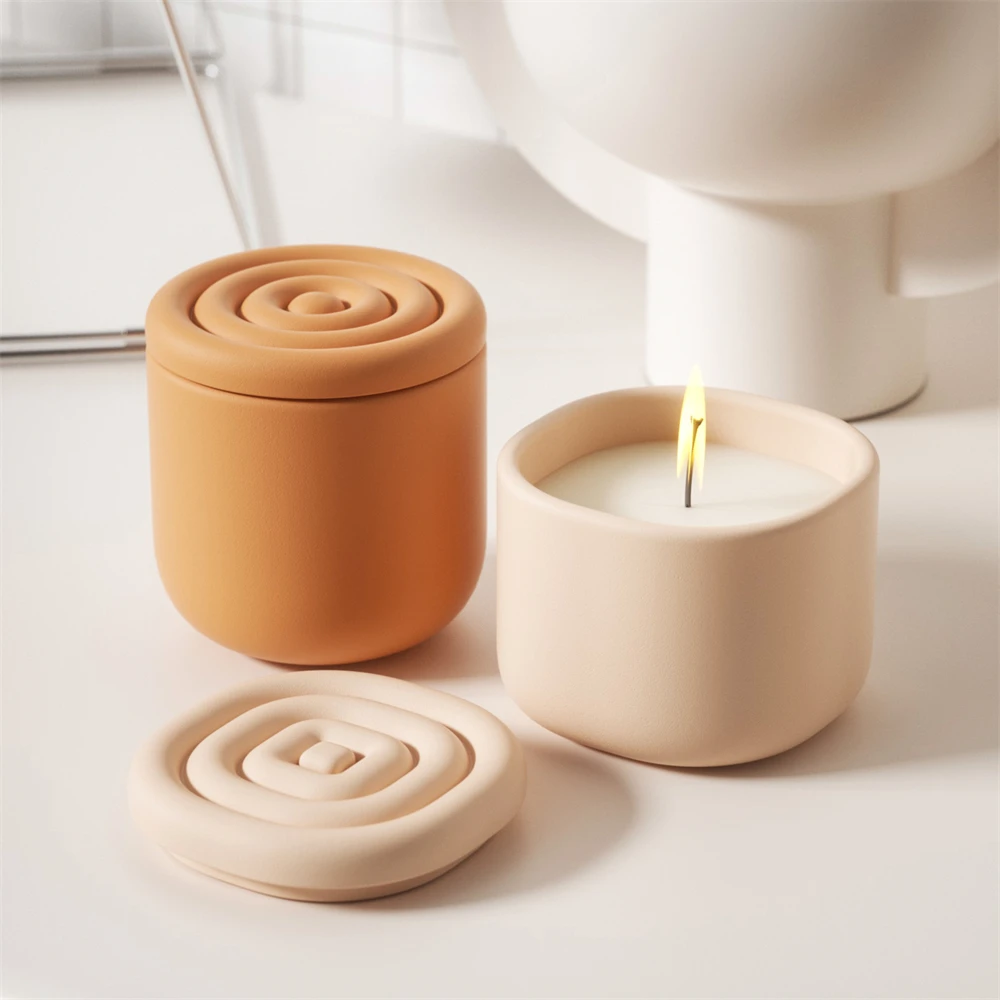 Nicole Lollipop Candle Jar With Lid Silicone Mold Concrete Casting ...
