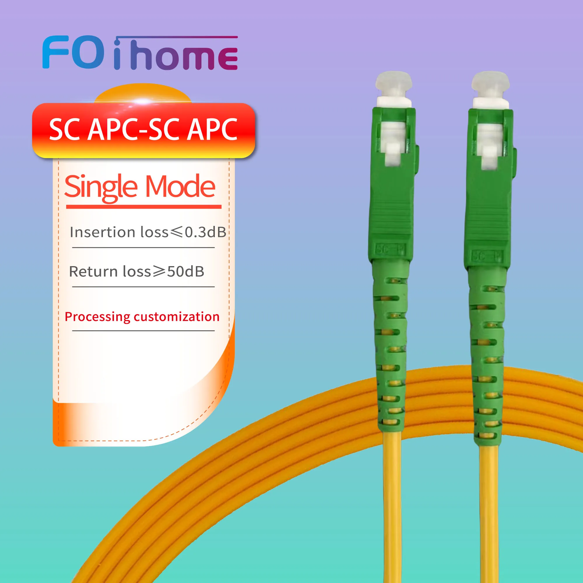 Fiber Patch Cord SC/APC-SC/APC Single Mode 3.0mm FTTH Fiber Optic Cable For Internet Jumper ...