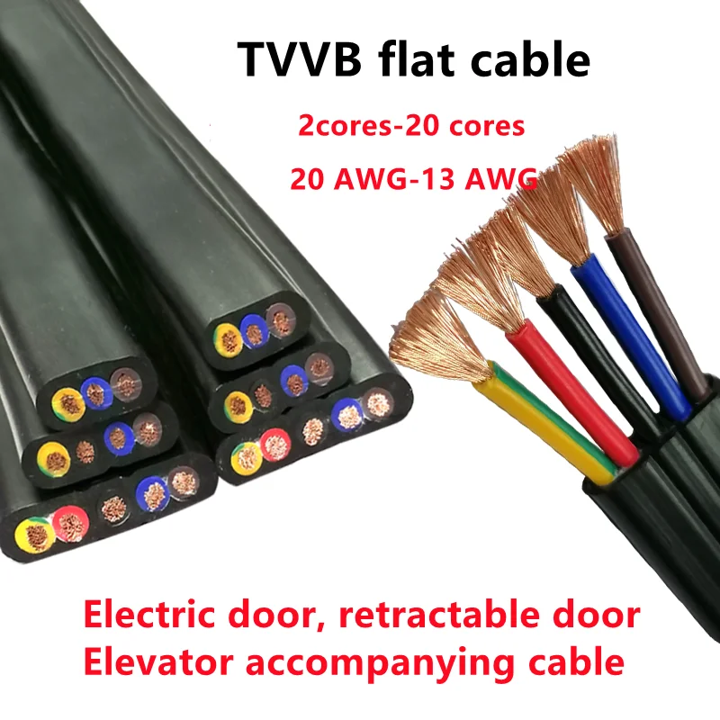 Driving flat cable TVVB 2/3/4/5 core 0.75/1/1.5/2.5/4/6MM elevator flat ...