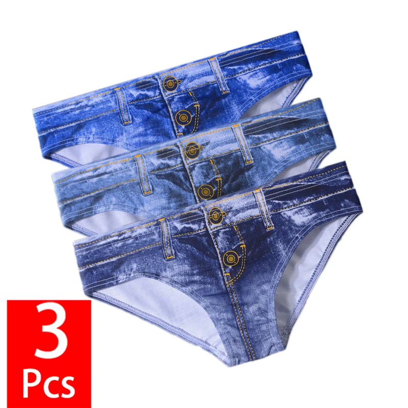 3PCS-Lot-Sexy-Underwear-3D-Printed-Denim-Breathable-Soft-Briefs-Women-s ...
