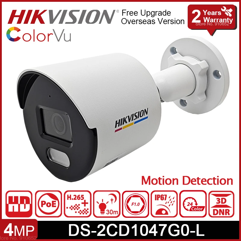 English Firmware Hikvision DS-2CD1047G0-L 4MP POE H.265+ IP67 Outdoor ColorVu Bullet Network ...