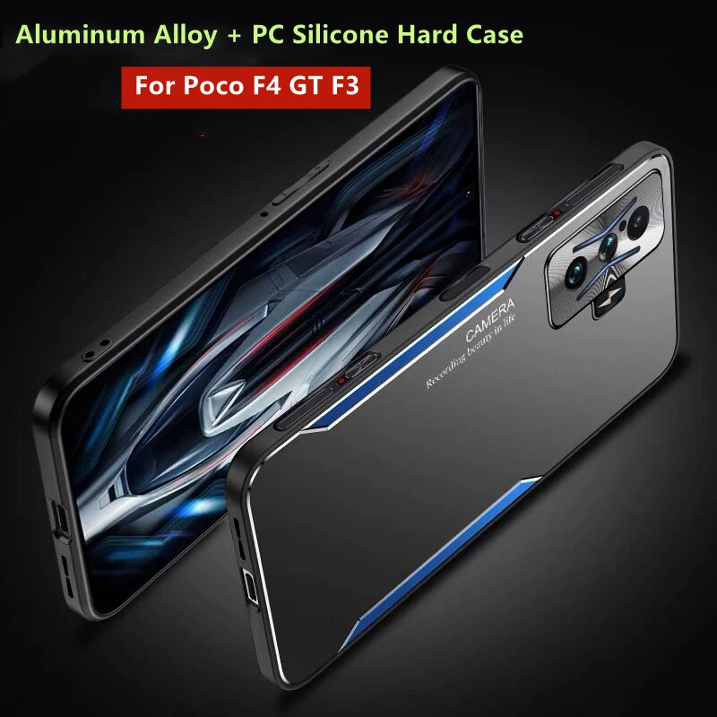 For POCO F4 GT Case PC Aluminum Alloy Back Plate Silicone Cover For ...
