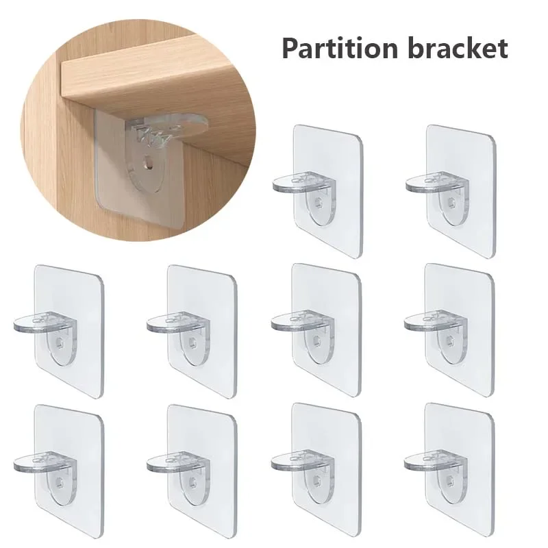 5-10Pcs-Adhesive-Support-Shelf-Non-Perforated-Wardrobe-Strong-Partition ...