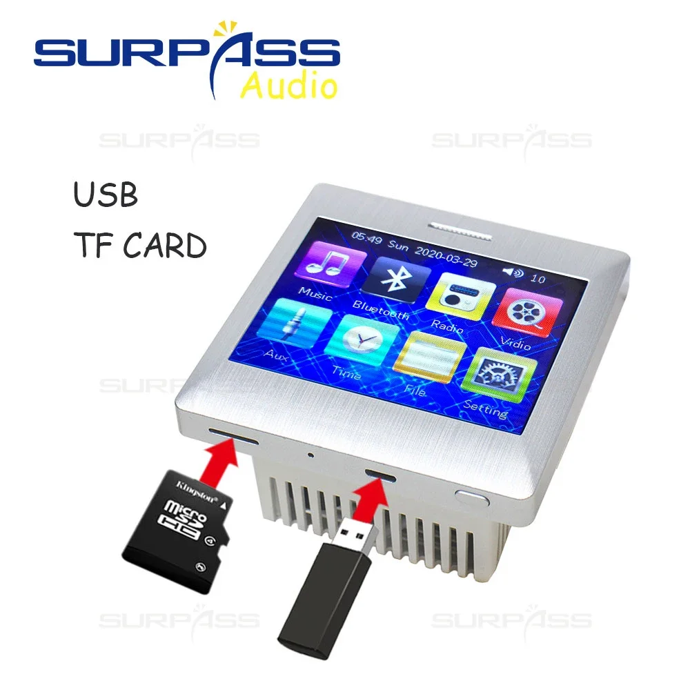 Smart Home Audio Bluetooth Mini Wall Amplifier Touch Screen 2CH Class D ...