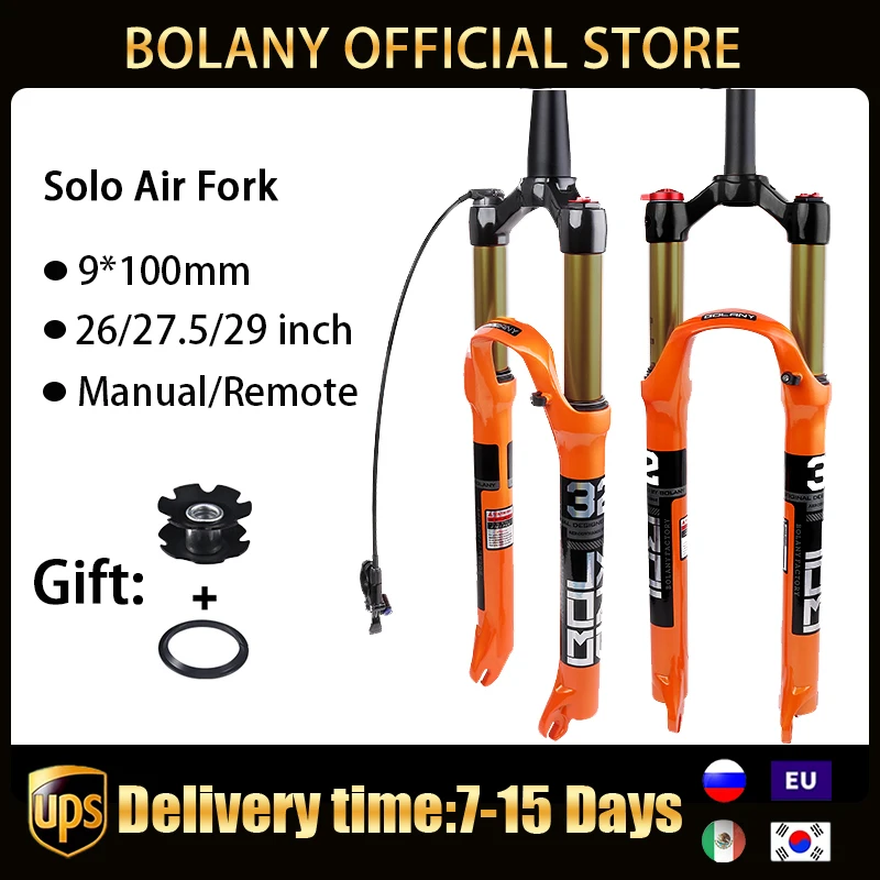 Bolany Bike Fork Solo Air Orange Mtb Bicycle Front Suspension Straight ...