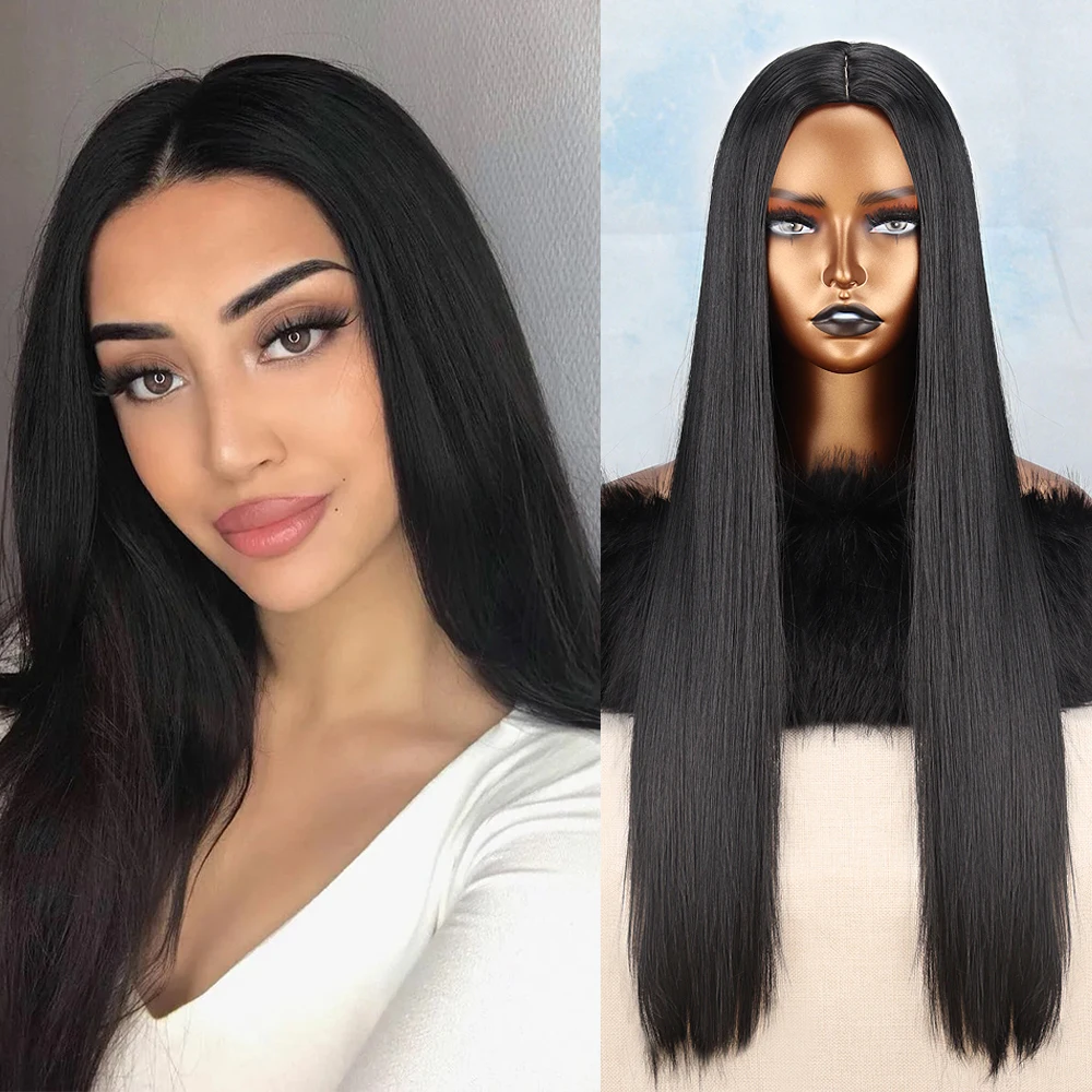 Long-Straight-Lace-Front-Synthetic-Wig-Without-Bangs-For-Women-Hair ...