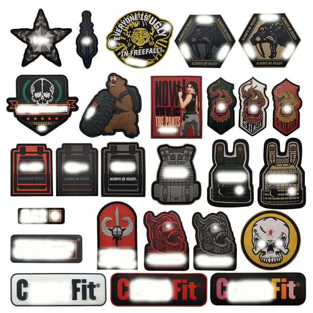 3D-PVC-Tactical-Patches-Tiger-Head-Bear-Rubber-Military-Armband-Luminous-Badges-for-Backpack ...