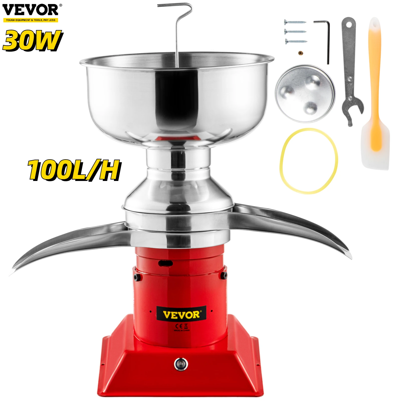 Vevor 100l/h Electric Milk Cream Separator Commercial Stainless Steel ...