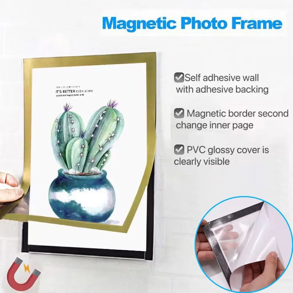 Magnetic-Picture-Frame-A4-A6-Poster-Cover-Reusable-Self-Adhesive-Paper-Info-Display-Rack-Photo ...