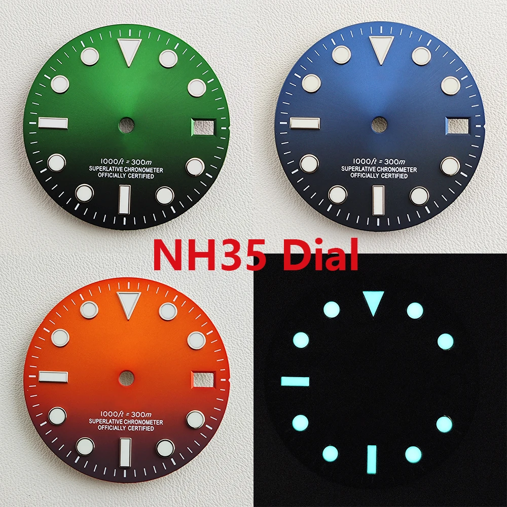 28-5mm-NEW-NH35-dial-Watch-dial-Gradient-color-dial-Ice-blue-luminous ...
