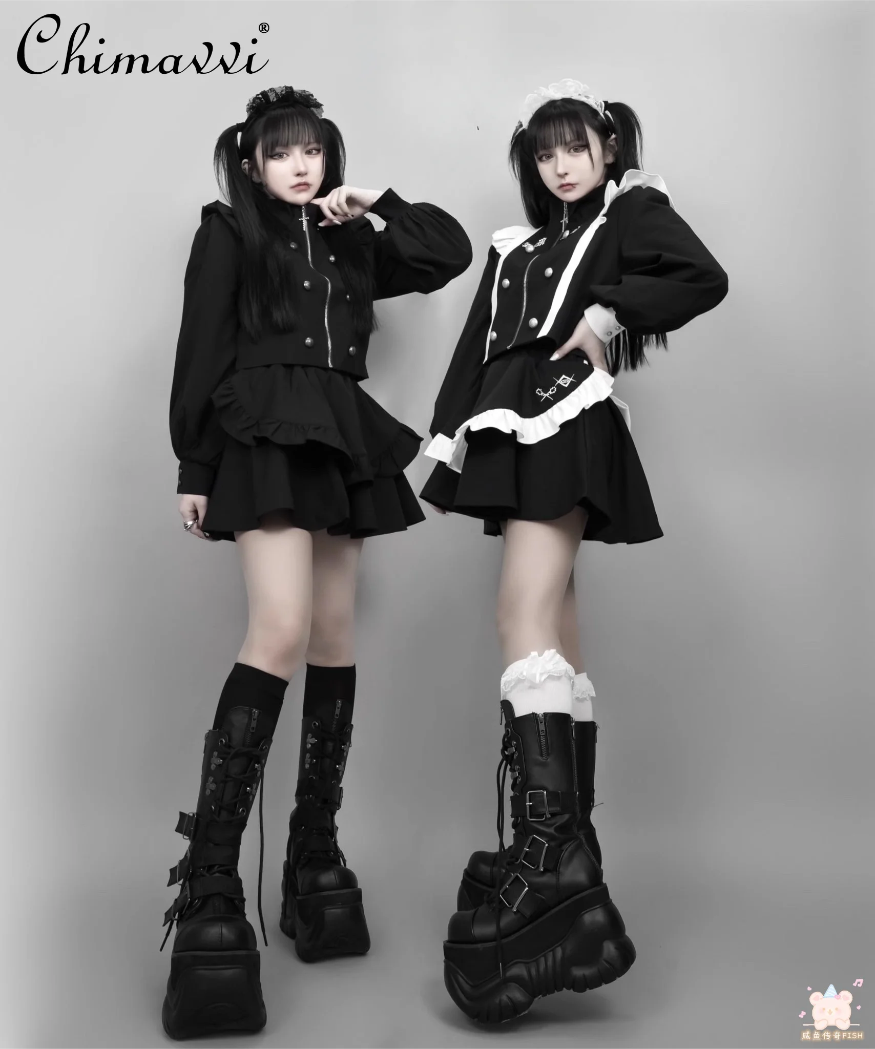 Harajuku-Japanese-Mine-Women-Skirt-Sets-Autumn-Gothic-Maid-Stand-Collar ...