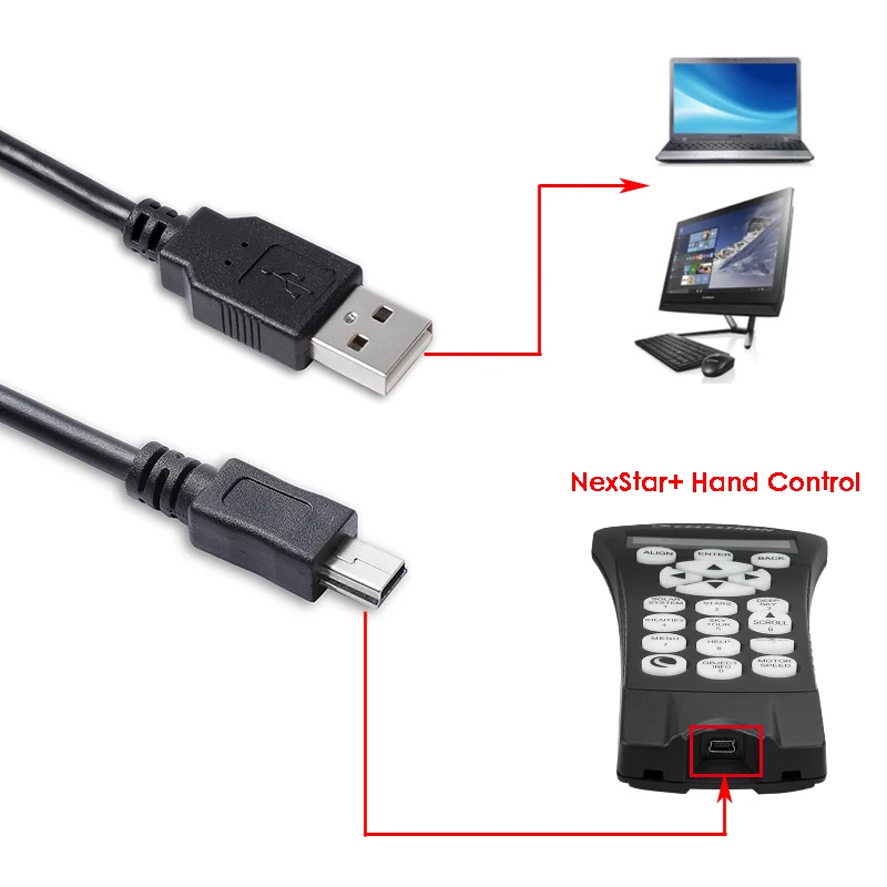 Celestron Nexstar Mini USB Type B Hand Control Cable USB 2.0 Type A ...