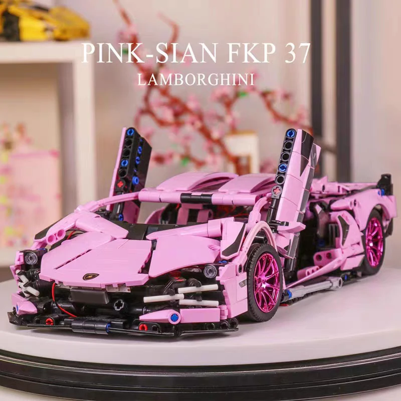 1280PCS-Sakura-Pink-Sports-Car-Building-Blocks-Model-City-Racing ...
