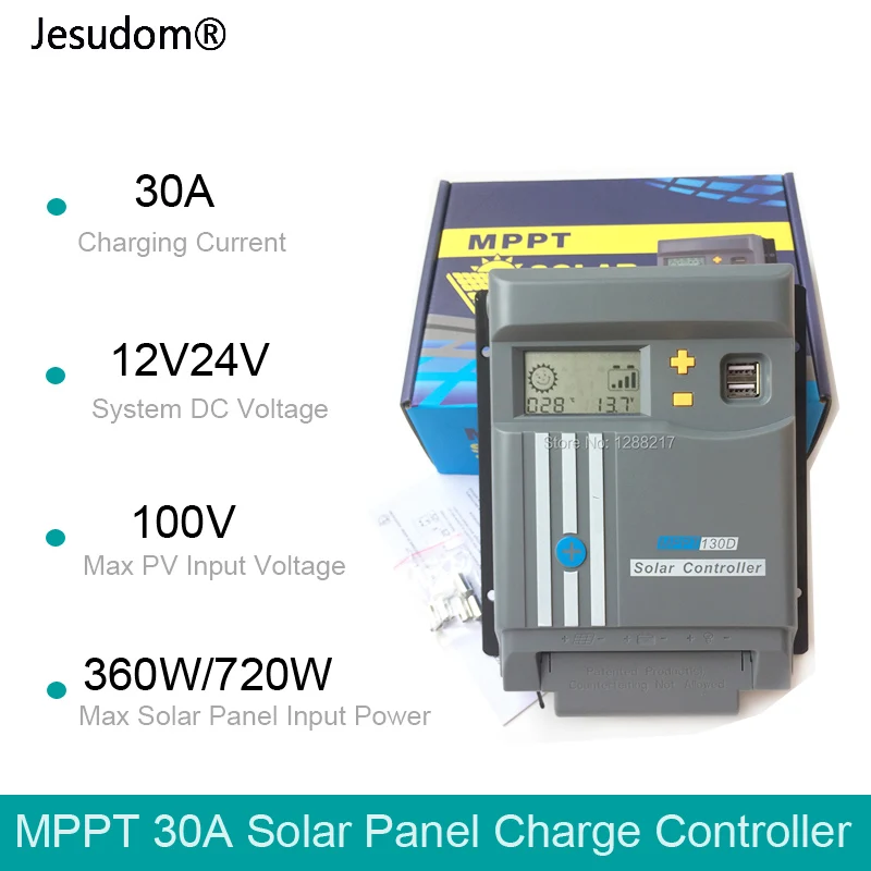 MPPT LCD Display 30A with WIFI 12V/24V Solar Panel Battery Regulator ...