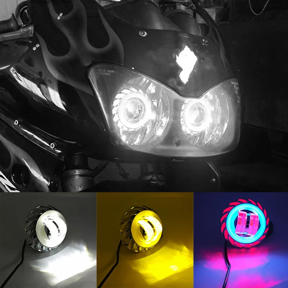 8000LM-Motorcycle-Headlight-LED-Angel-Devil-Eyes-Headlight-Projector ...