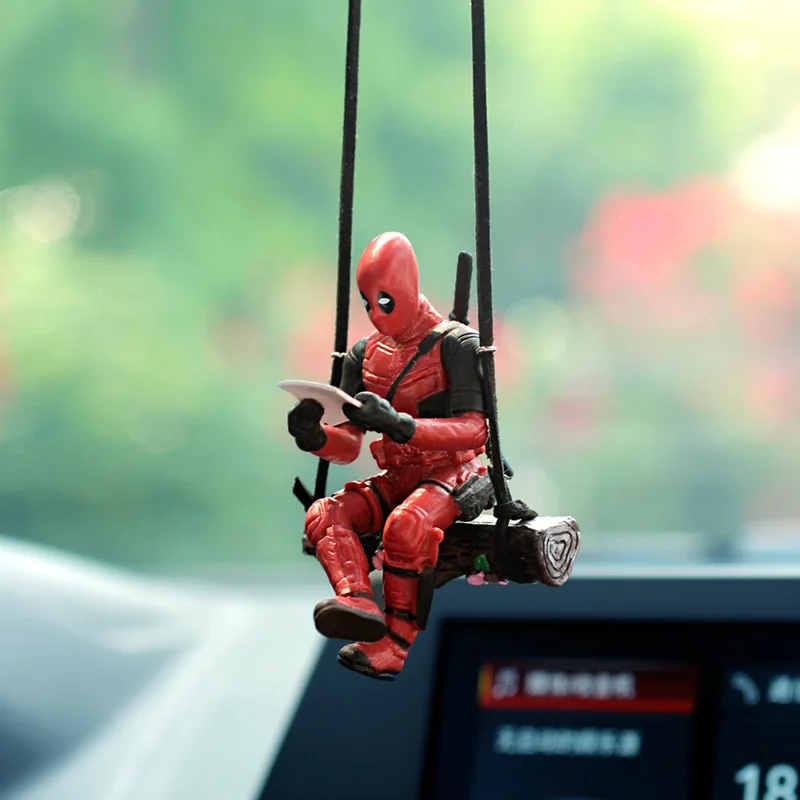 Disney Anime Figure Deadpool Car Ornaments Swing Pendant Decor Auto ...