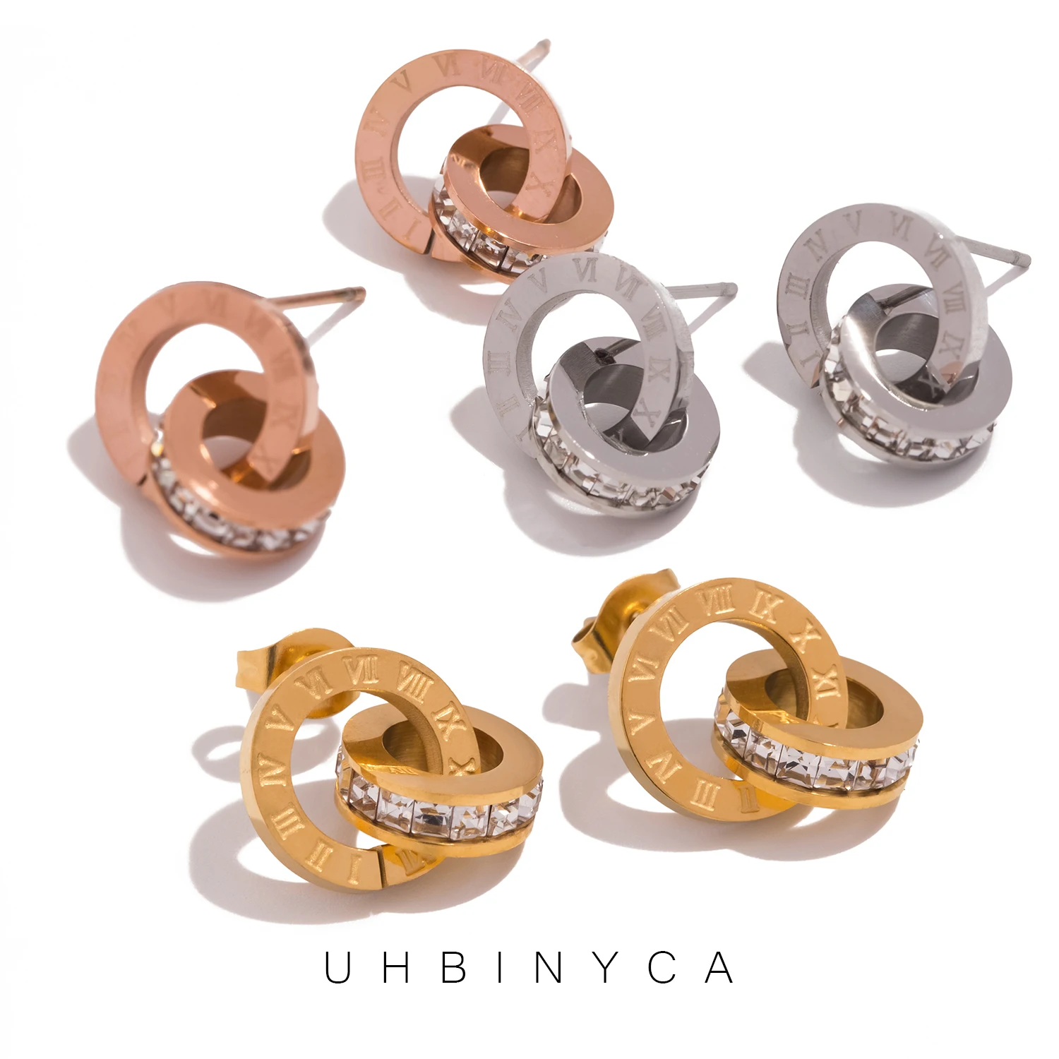 Classics-Ferrule-Round-Earring-for-Women-Grave-Roman-Numerals-Stainless ...