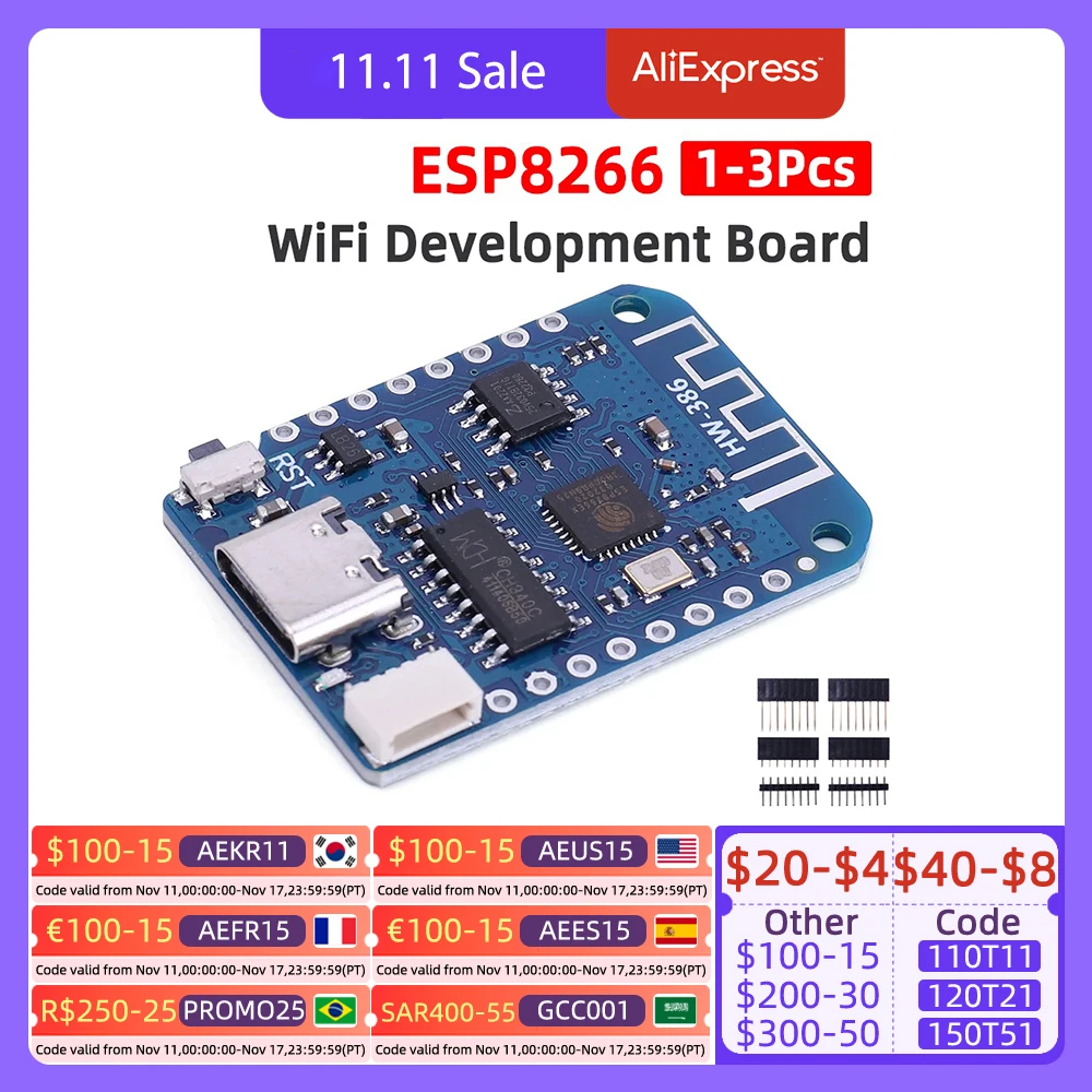 1-3Pcs-D1-Mini-V4-0-0-WiFi-Development-Board-Type-C-USB-Based-ESP8266 ...