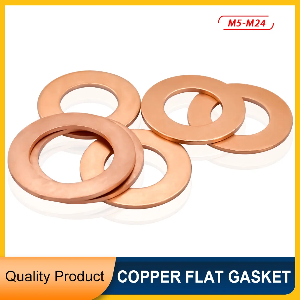 100-200Pcs-Pure-Copper-Flat-Gasket-Solid-Sealing-Motorcycle-And ...