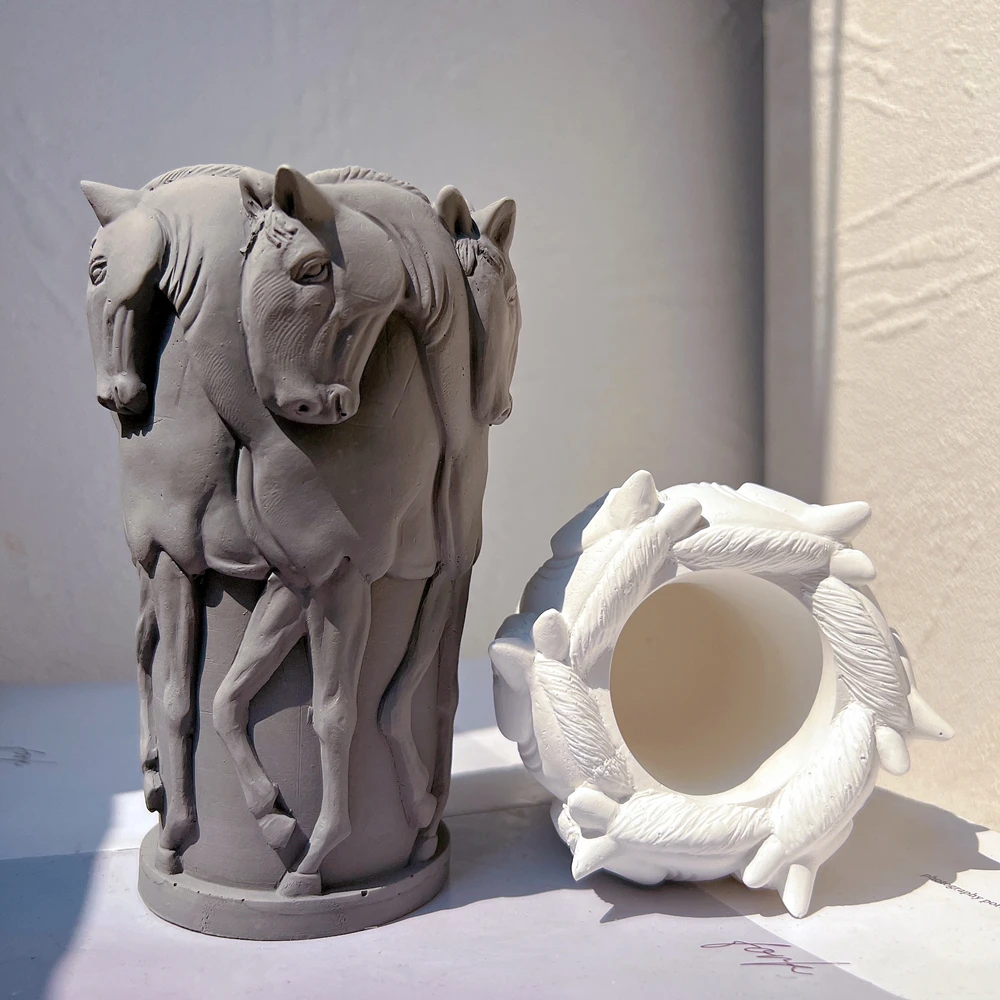 Riding Sculpture Cement Concrete Resin Mould Figurine Animal Poney ...