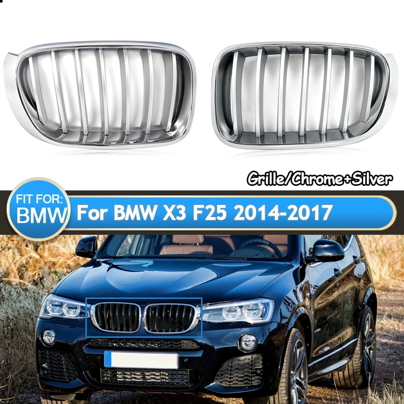 Magickit Chrome Front Bumper Grille Kidney Grille For BMW F25 X3 X4 F26 ...