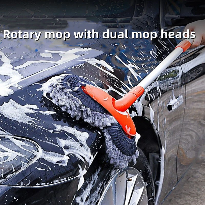 Double Brush Head Rotating Car Wash Mop Three-Section Telescopic Mop ...