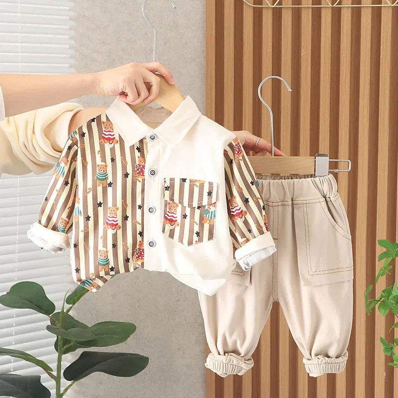 New Spring Kids Clothes Cotton Sport Full Printe Baby Strips Shirt ...