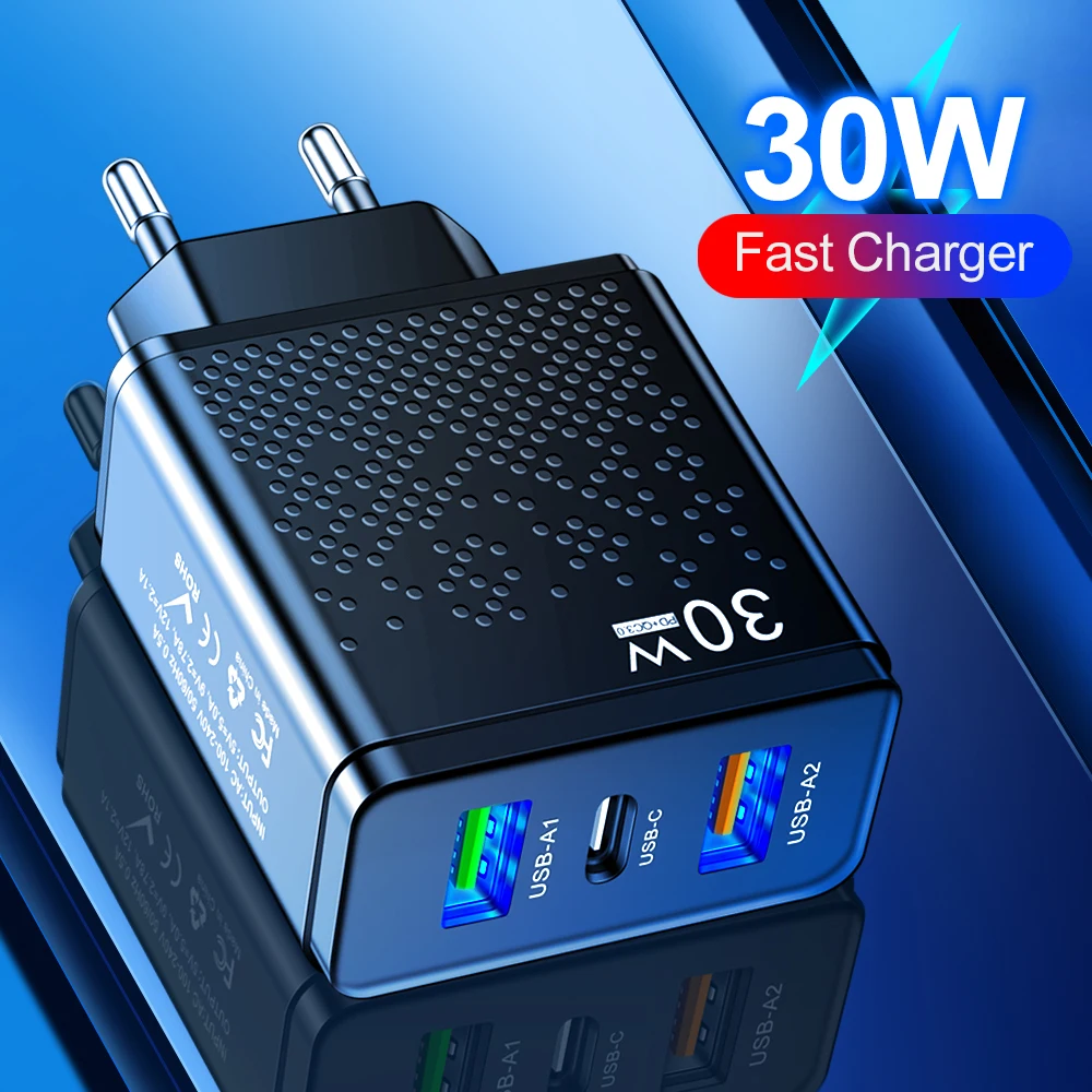 3-Ports-30W-USB-C-Charger-PD-30W-USB-Type-C-Charger-Mobile-Phone ...