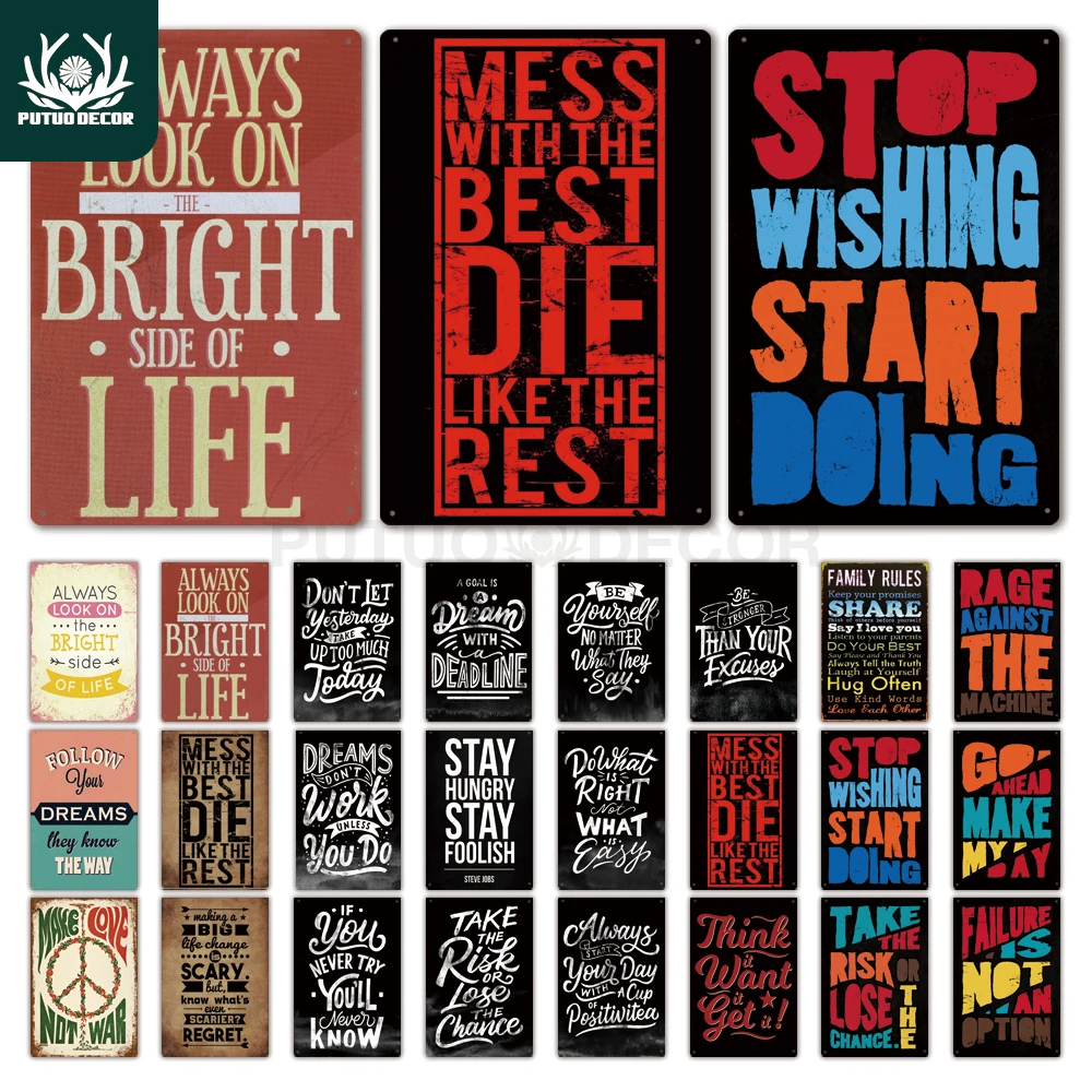 Putuo Decor Quote Tin Sign Plaque Metal Vintage Wall Art Plate Stickers ...