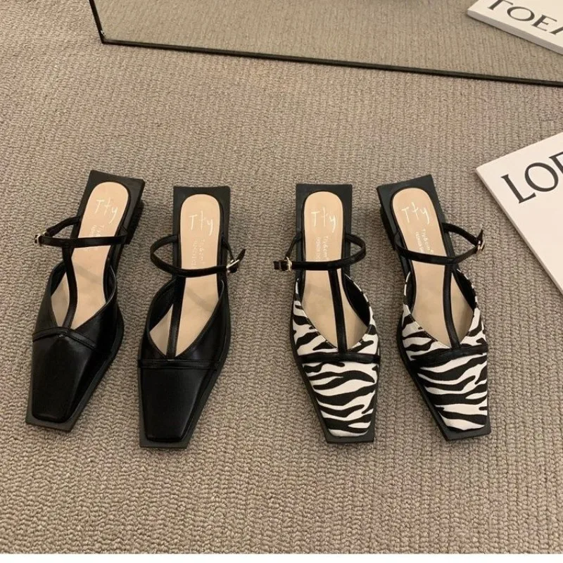 Summer Women Mules Slipper Fashion Shallow Square Toe Slides Flat ...