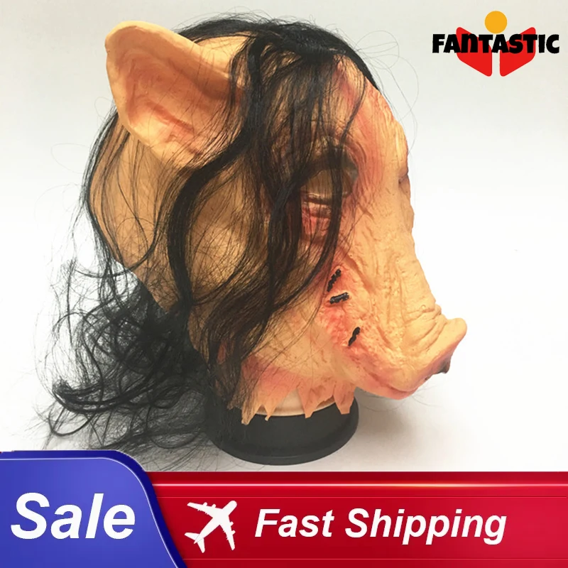 1-10PCS-Halloween-Scary-Saw-Pig-Head-Mask-Cosplay-Party-Horrible-Animal ...