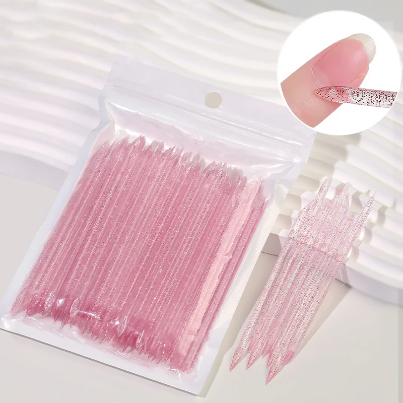 100Pcs-Bag-Pink-Crystal-Cuticle-Pusher-Nail-Art-Manicures-Stick-Double ...