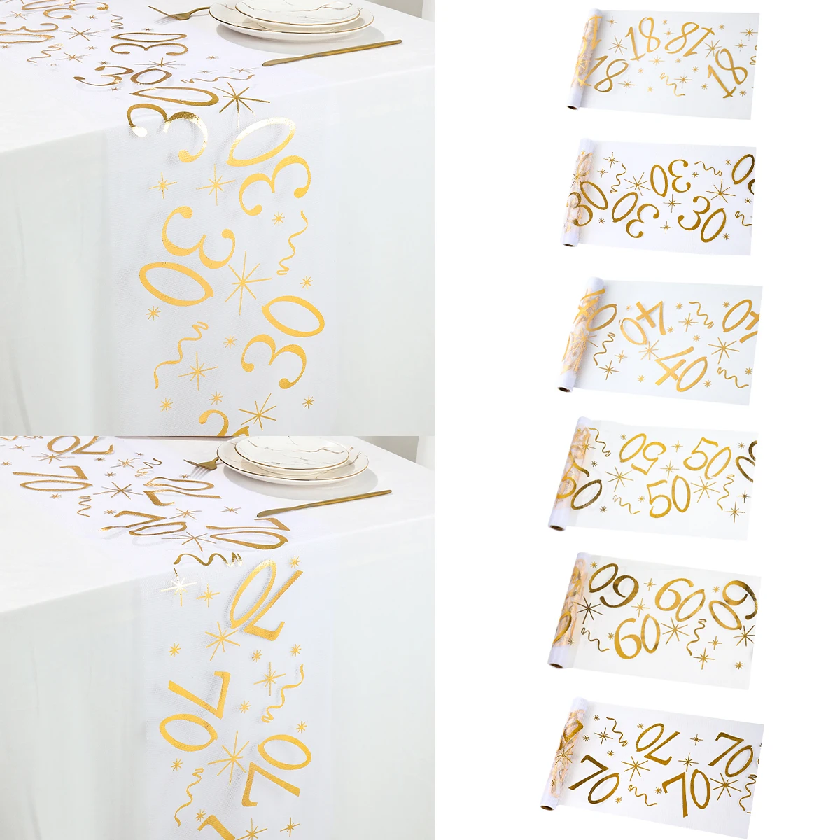Birthday Gold Table Runner Happy 18th 30th 40th 70th Birthday Party ...