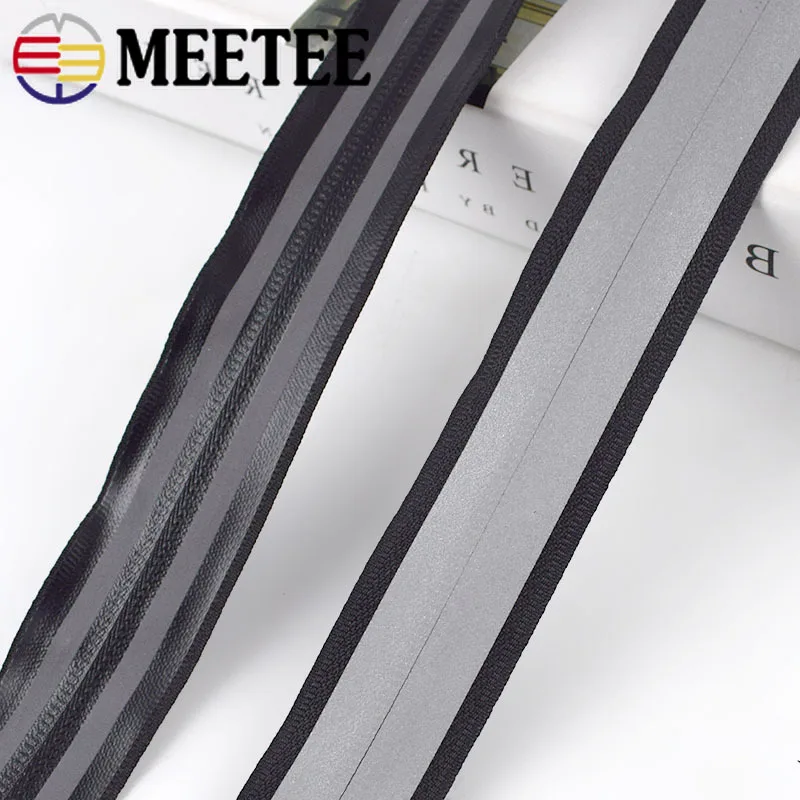 2/5meters 3# 5# Nylon Zippers Reflective Coil Waterproof Zipper Grey ...