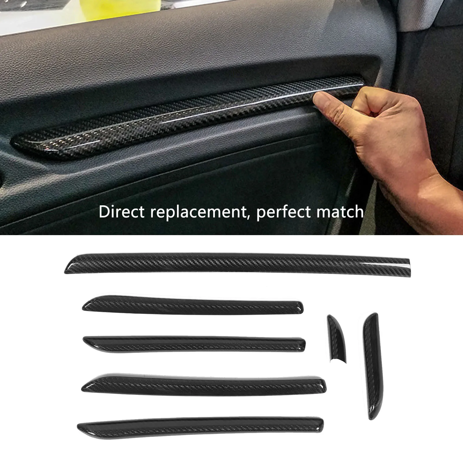 7PCS-Car-Interior-Console-Trim-3K-Glossy-Carbon-Fiber-RS-Style-Car ...