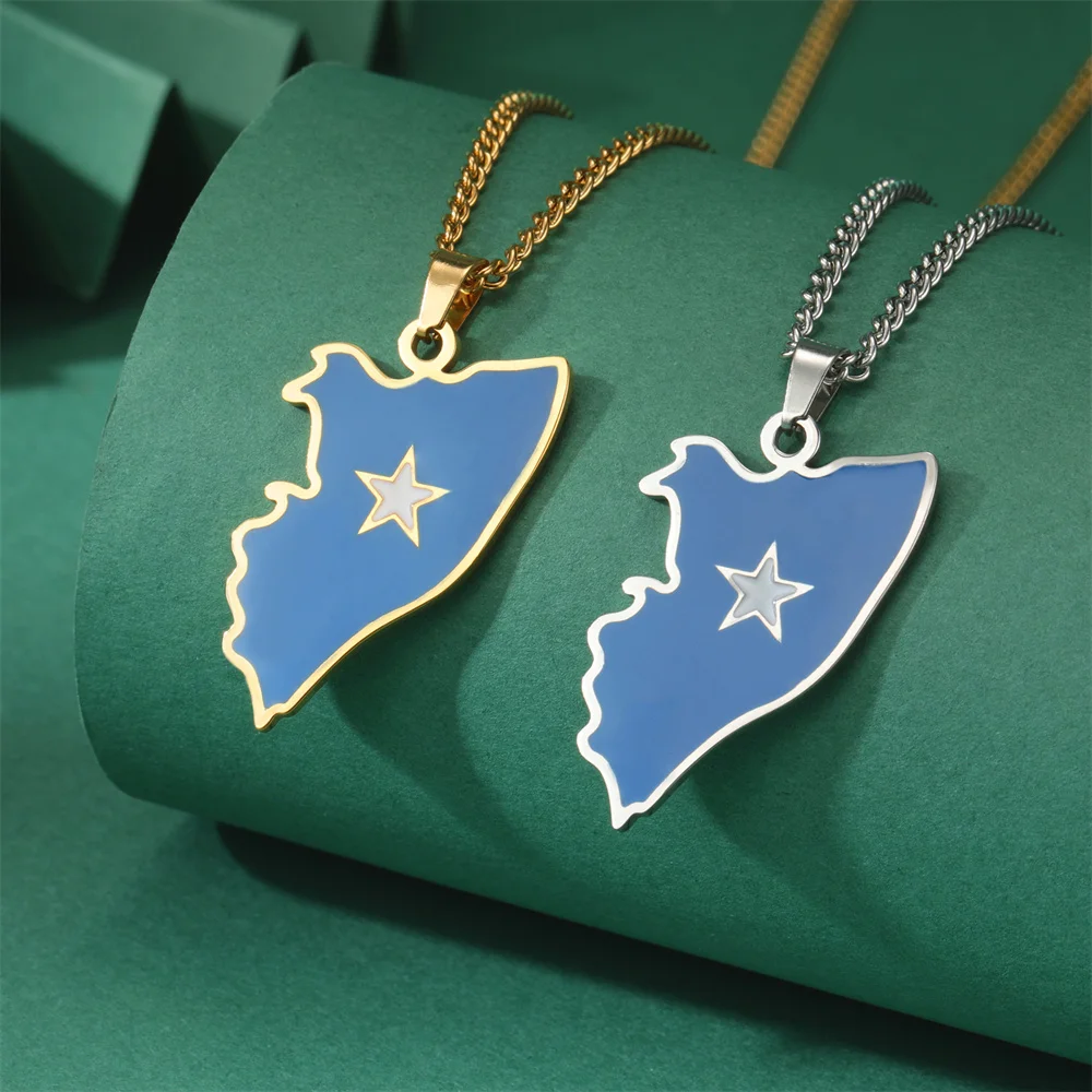 Jeshayuan Africa Great Somalia Map Flag Pendant Necklace Women ...