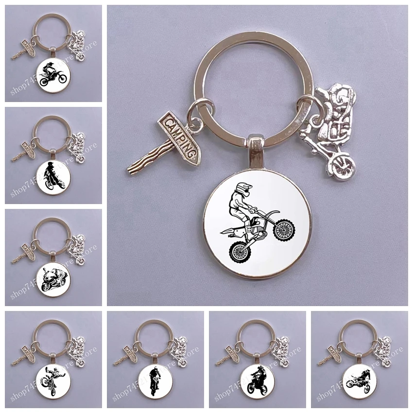 Creative-Motocross-Silhouette-Keychain-Glass-Cabochon-Keychain ...