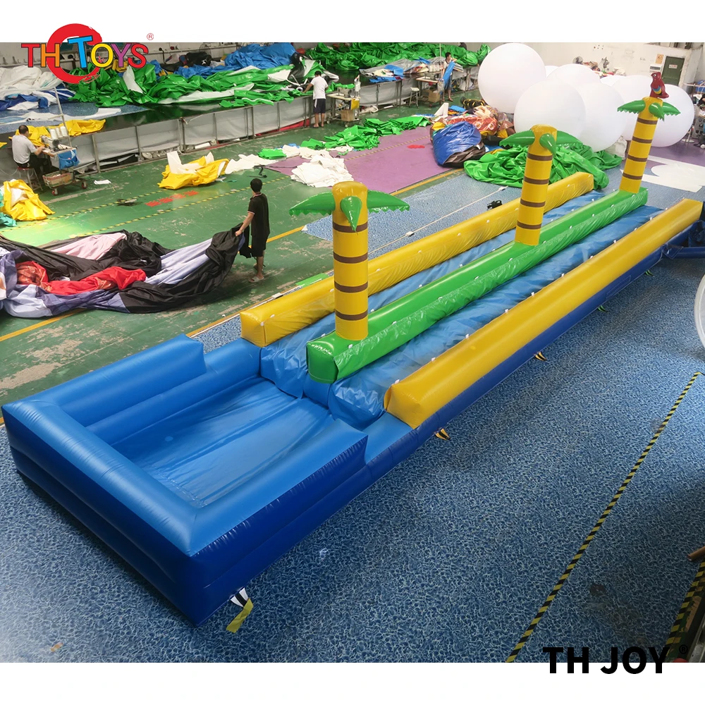 30m-60ft-long-palm-tree-sliding-lane-inflatable-water-slide-with-pool ...