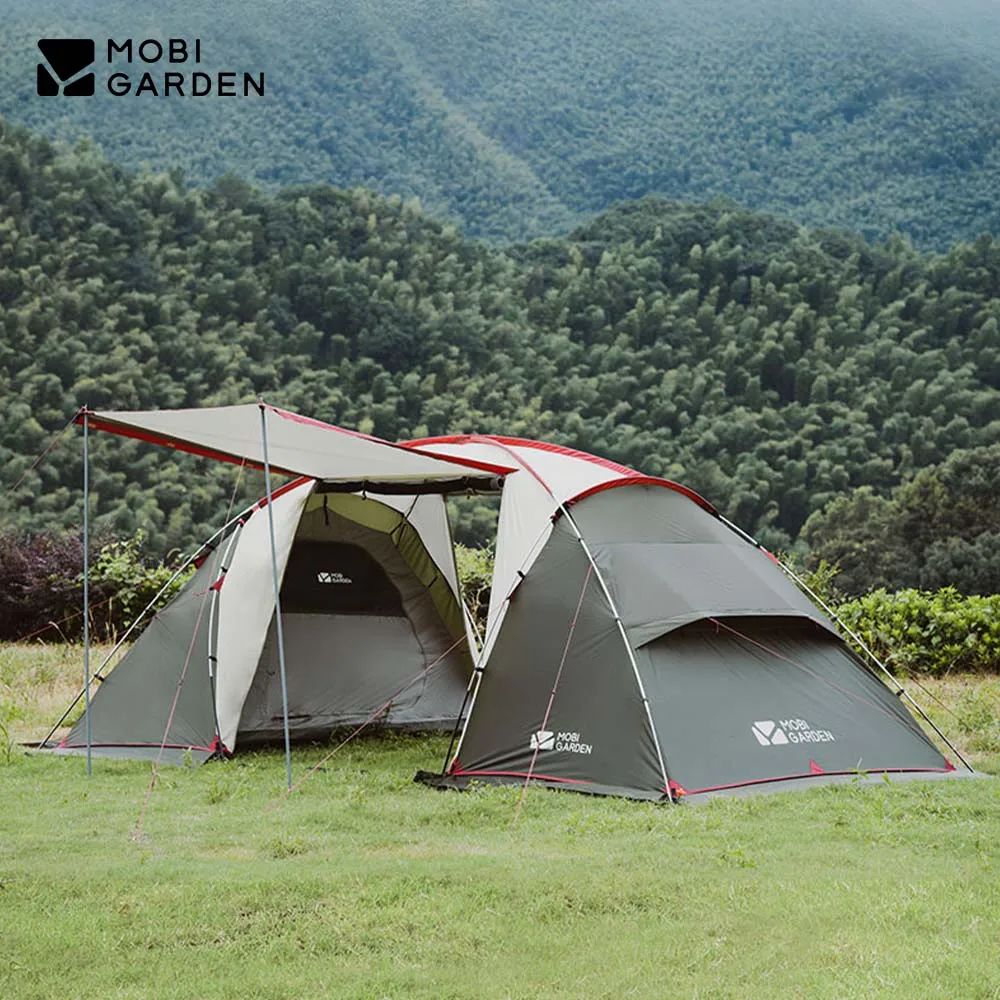 MOBI GARDEN Camping Tunnel Tent Two Bedrooms Waterproof Sunshade ...