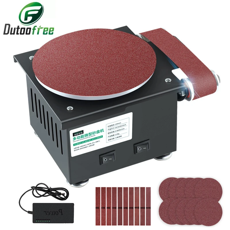 Mini lijadora de banda eléctrica 3 en 1, pulidora ajustable de 7 ...