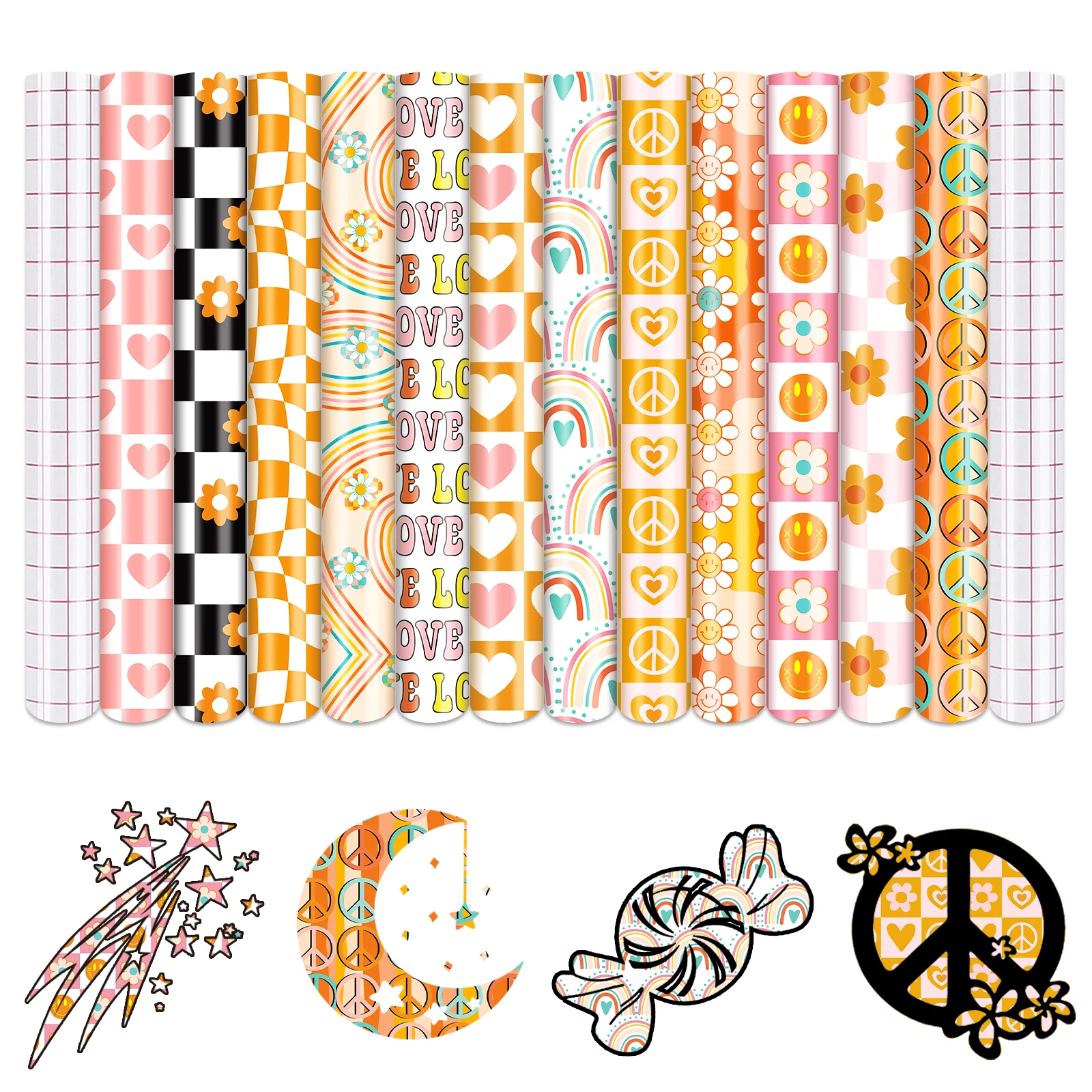 Plaid Permanent Adhesive Vinyl-12 Sheets 12 * 10inches Heart/Flower ...