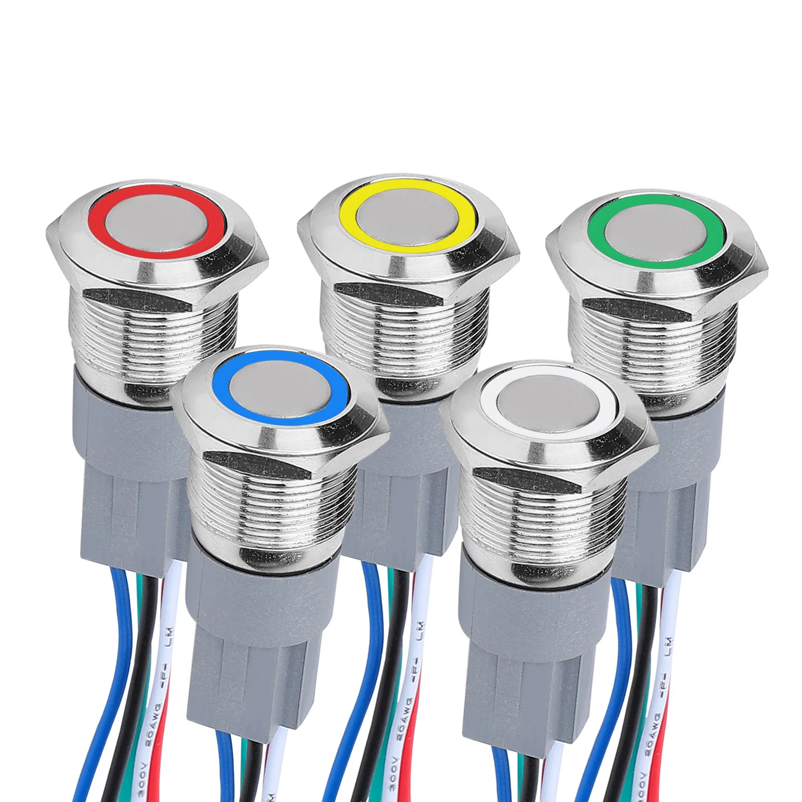 Interruptor de botón de enclavamiento con anillo Halo LED, interruptor ...