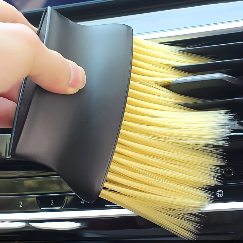 2-In-1 Car Interior Cleaning Brush - Soft Yellow & Hard Black Bristles ...