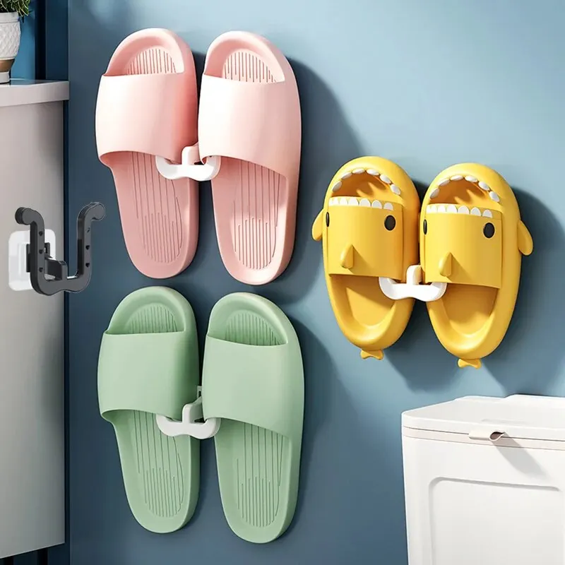 Slipper-Rack-Bathroom-Punch-Free-Wall-Mounted-Toilet-Shoes-Drain-Rack ...