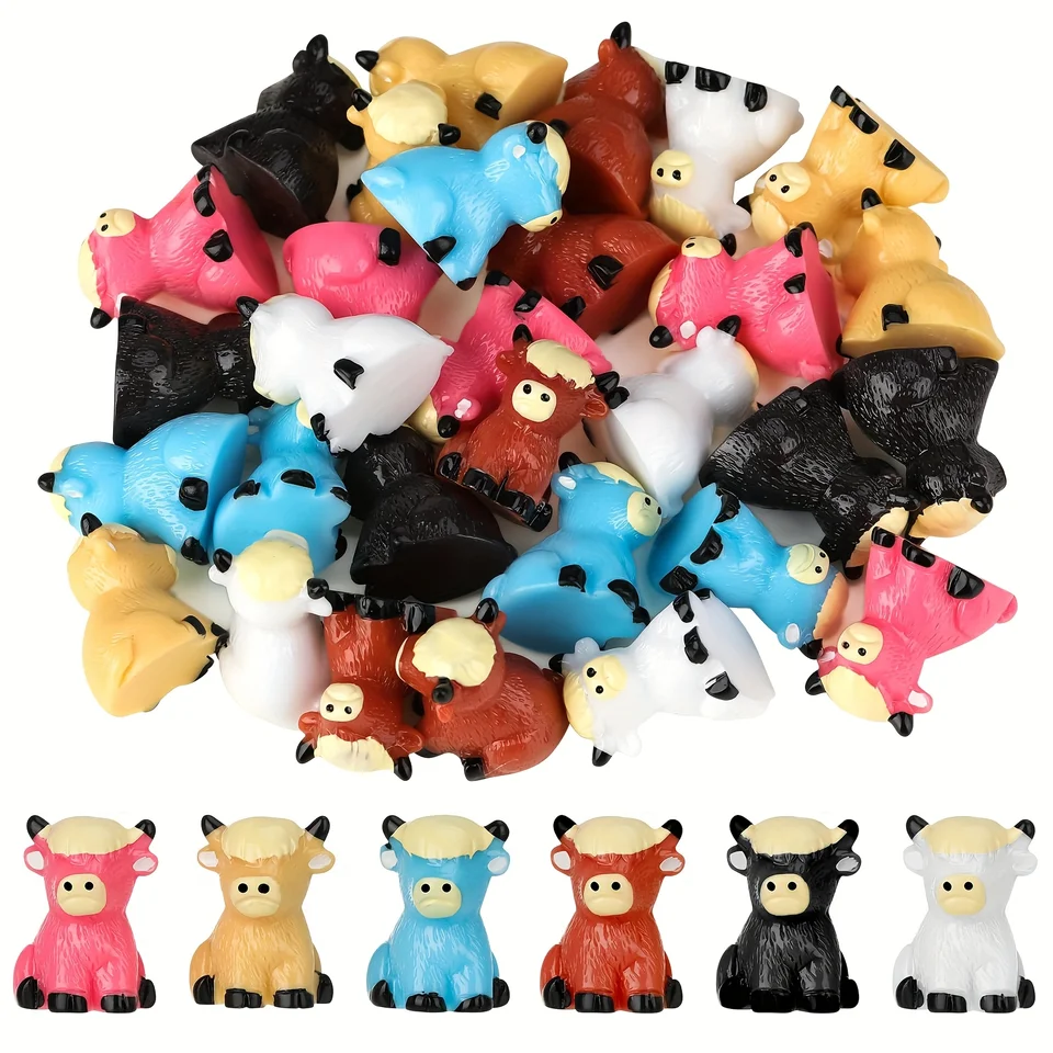 Resin Cows Prasacco 50 Pack Mini Cow Figurines - Tiny Resin Animals ...