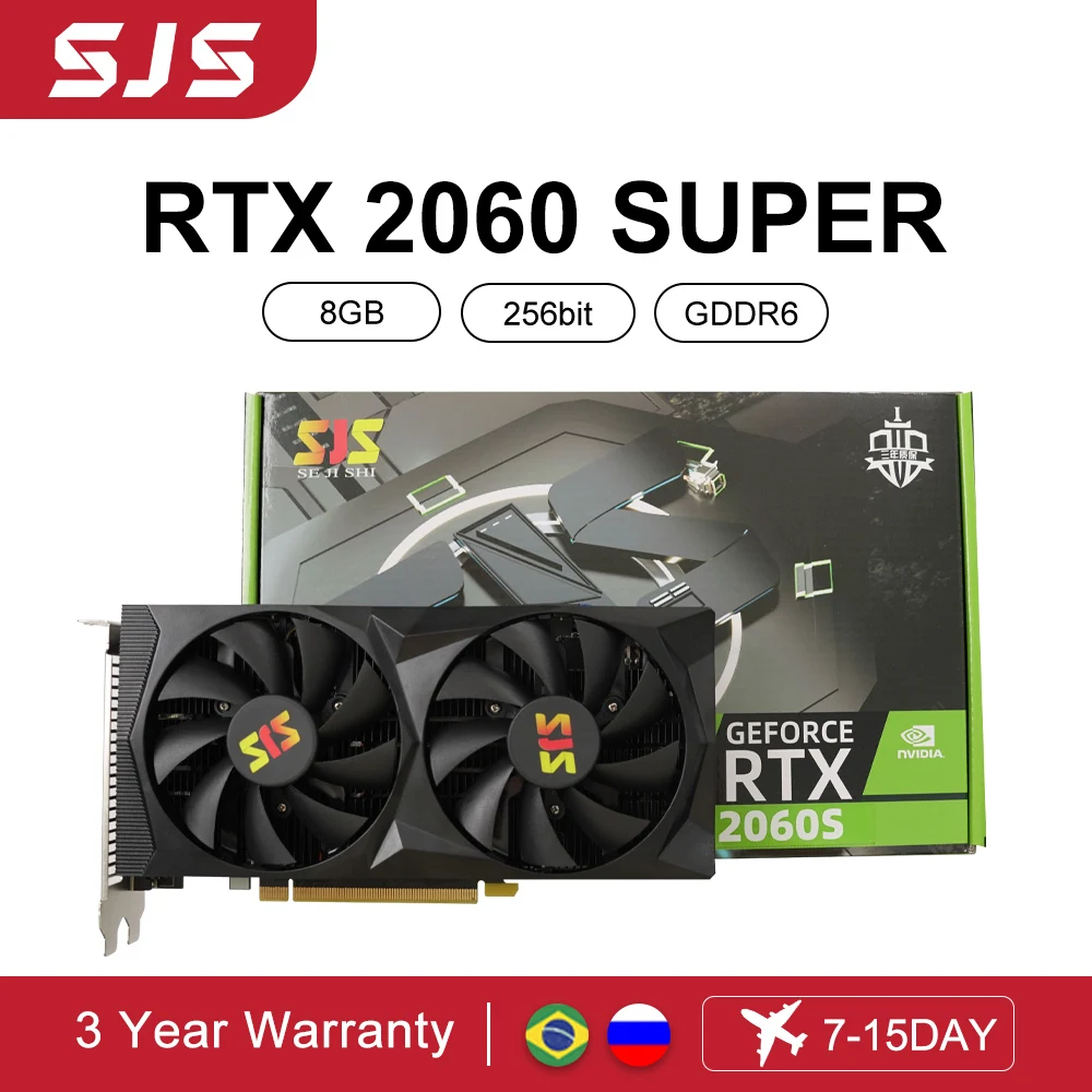 SJS GeForce 슈퍼 RTX 2060 S 게임용 NVIDIA GPU 비디오 카드, RTX 2060 슈퍼 그래픽 카드 ...