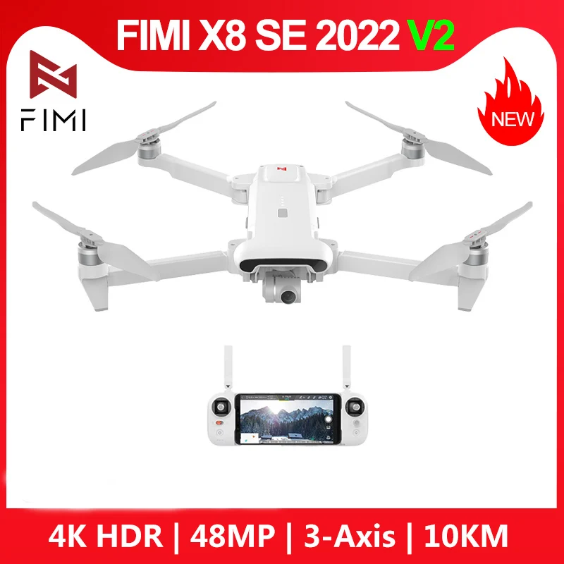 FIMI X8SE 2022 V2 3 Axis Gimbal 48MP 4K HD Professional Camera GPS 10KM ...