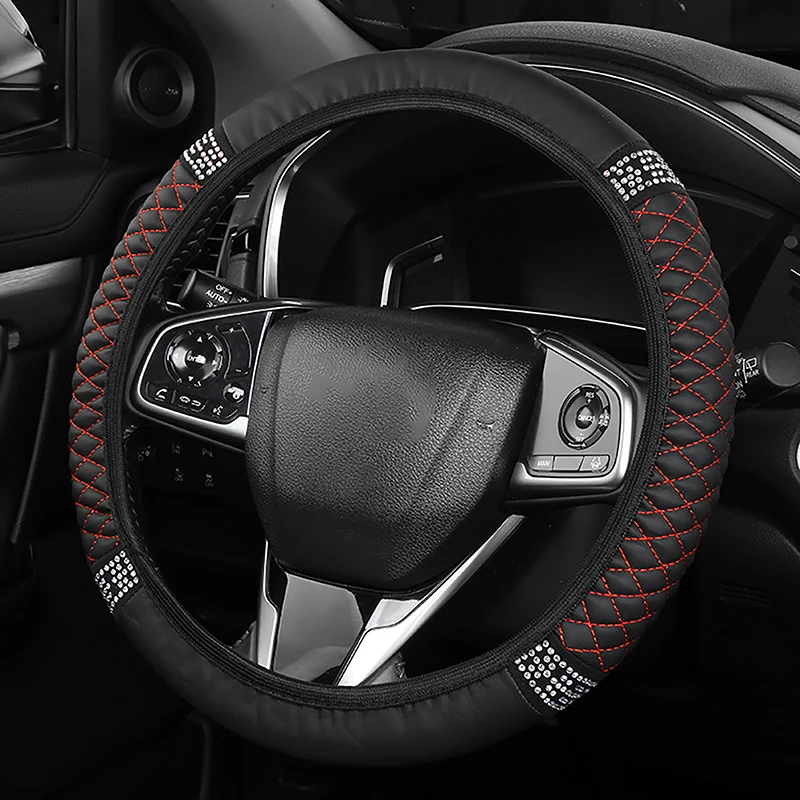 Elastic-Four-Seasons-Steering-Wheel-Cover-38cm-Leather-Embroidered ...