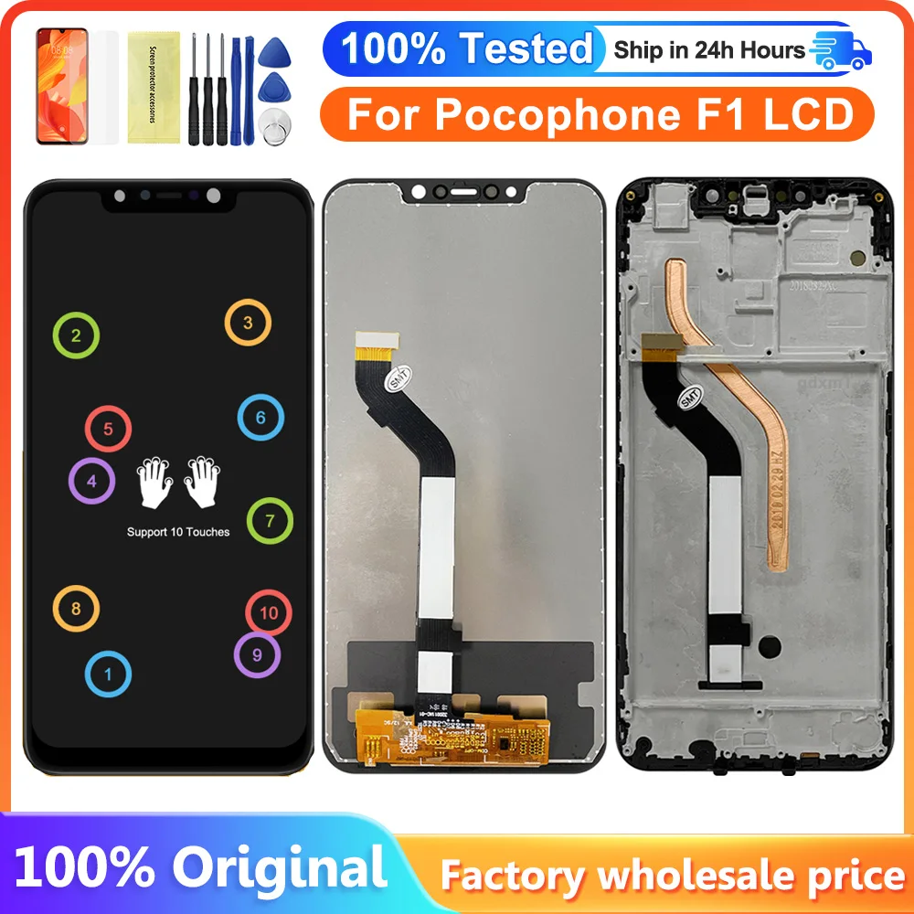 100% Original 6.18 ''สำหรับ Xiaomi Pocophone F1จอแสดงผล LCD Touch Screen Digitizer Assembly ...