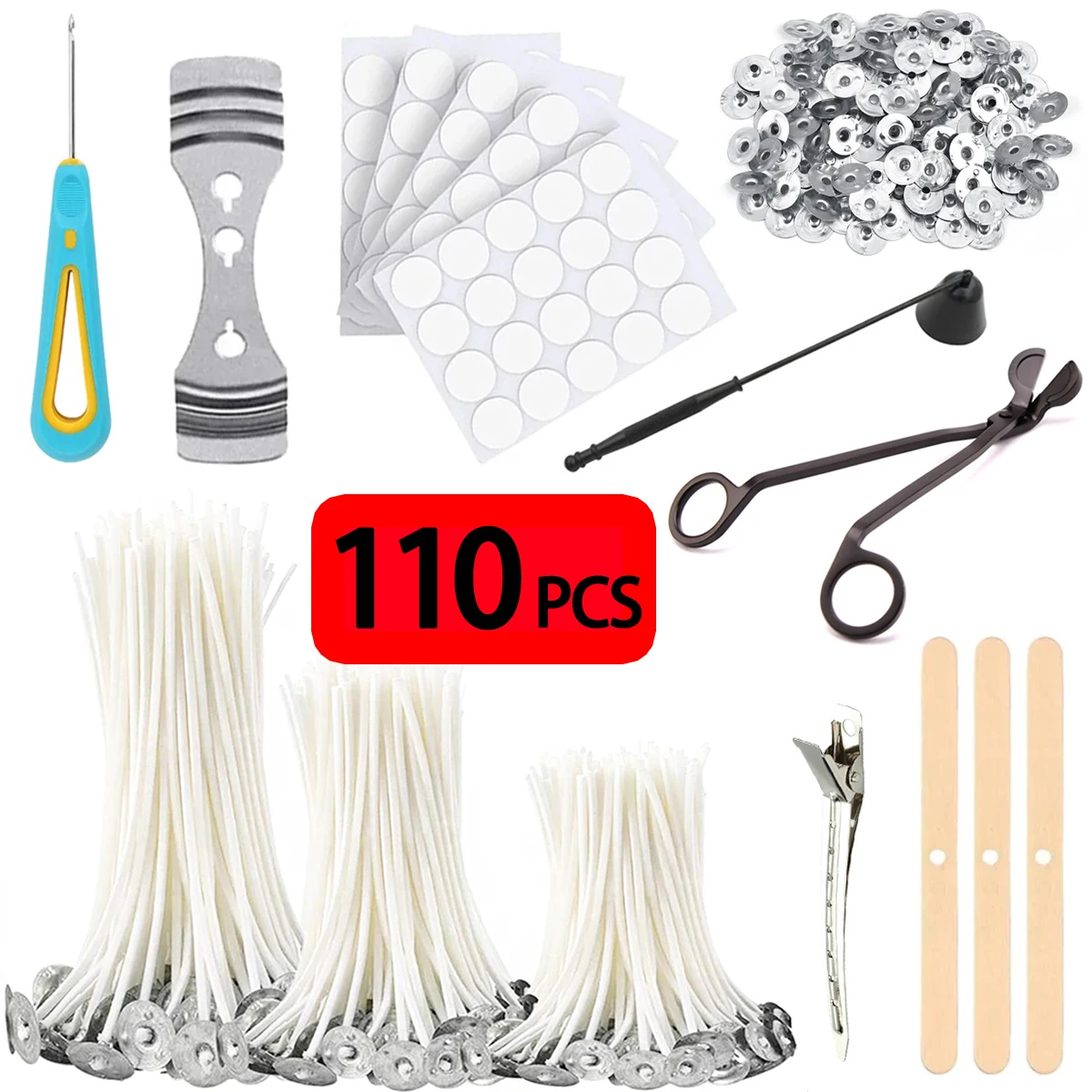 110Pcs-Waxed-Cotton-Candle-Wicks-Set-Stand-Original-Smokeless-Candle ...
